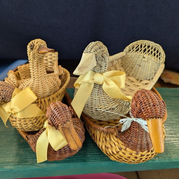 Other | Decorative Woven Duck Baskets With Yellow Bow Accents | Poshmark